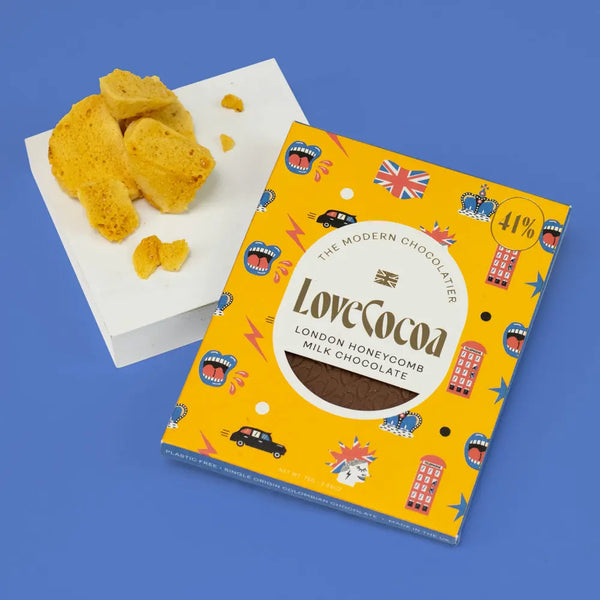 Luxury London British Honeycomb Milk Chocolate Bar | Love Cocoa
